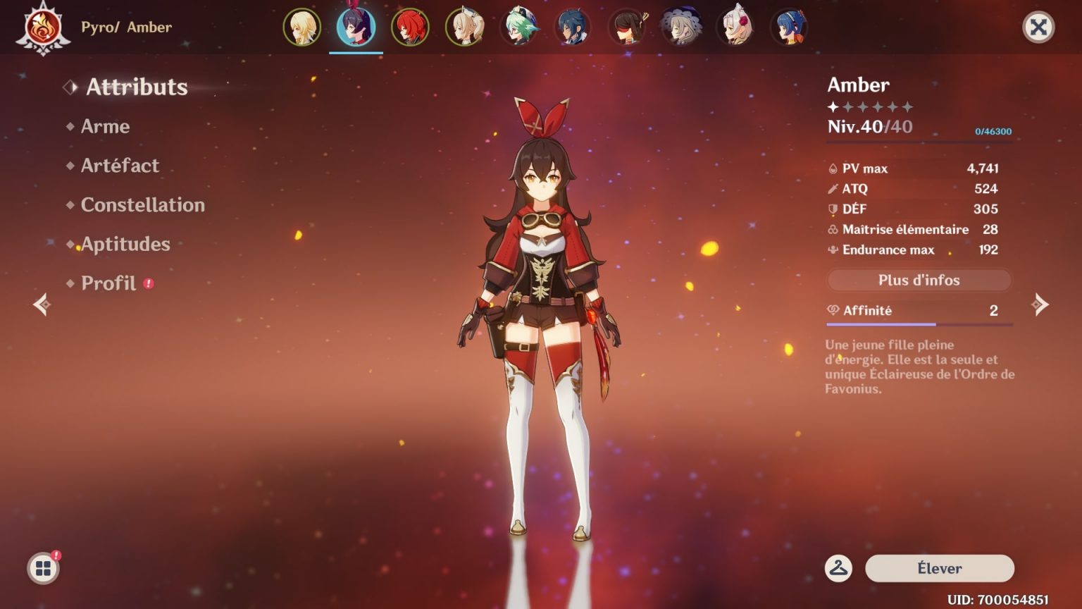 Amber : Set, build, stats, matériaux | Guide Genshin Impact