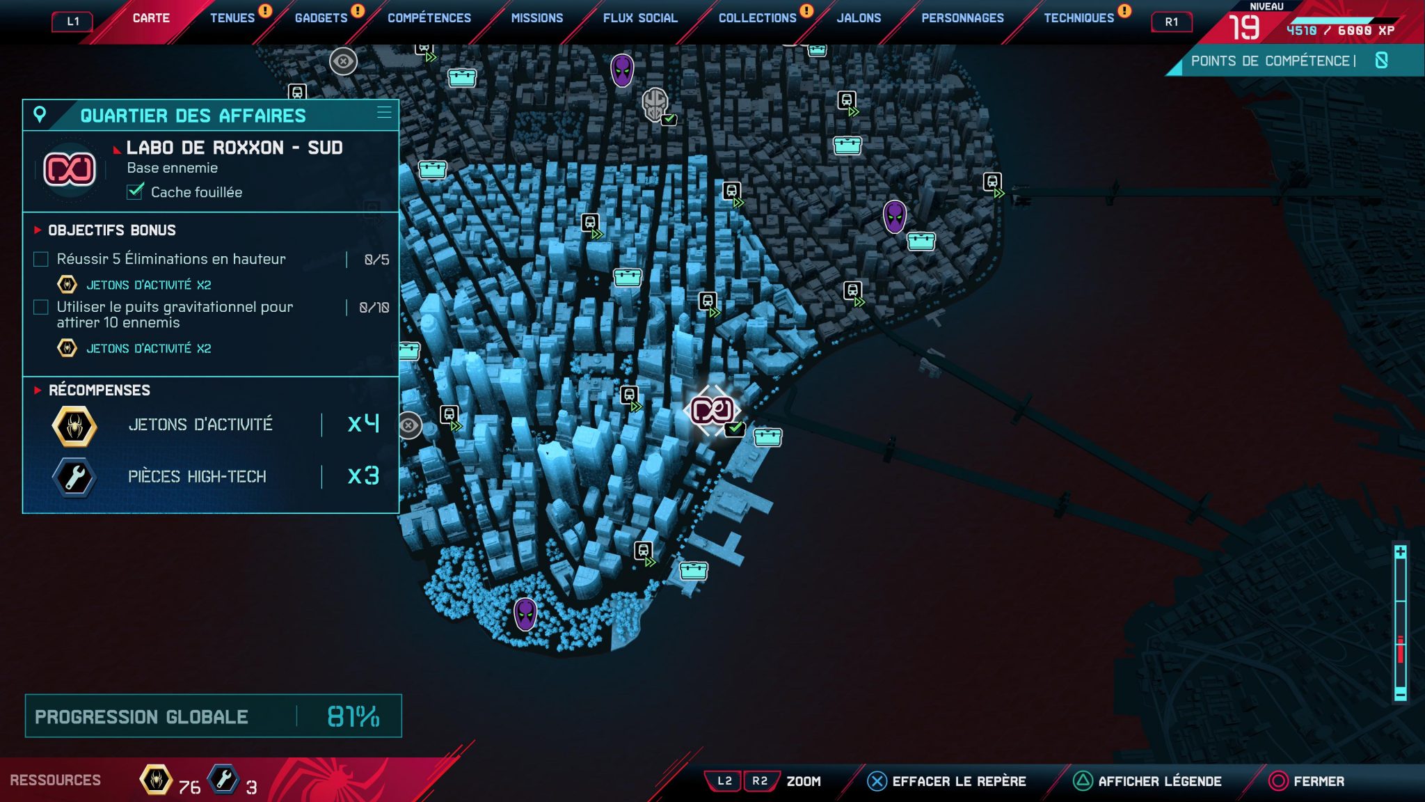 Emplacement des Labos de Roxxon | Guide Spider-Man Miles Morales