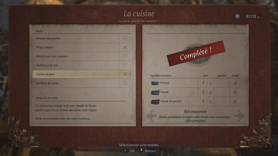 Toutes les recettes et ingrédients rares | Guide Resident Evil Village