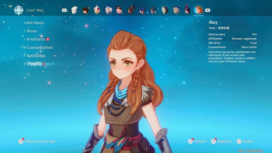 Aloy : Set, build, stats, matériaux | Guide Genshin Impact