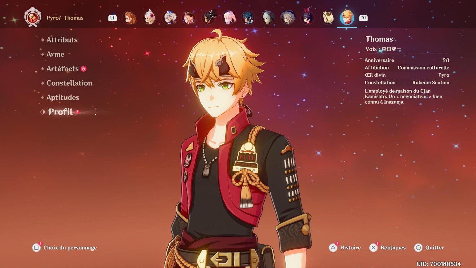 Thomas : Set, build, capacités, stats | Guide Genshin Impact