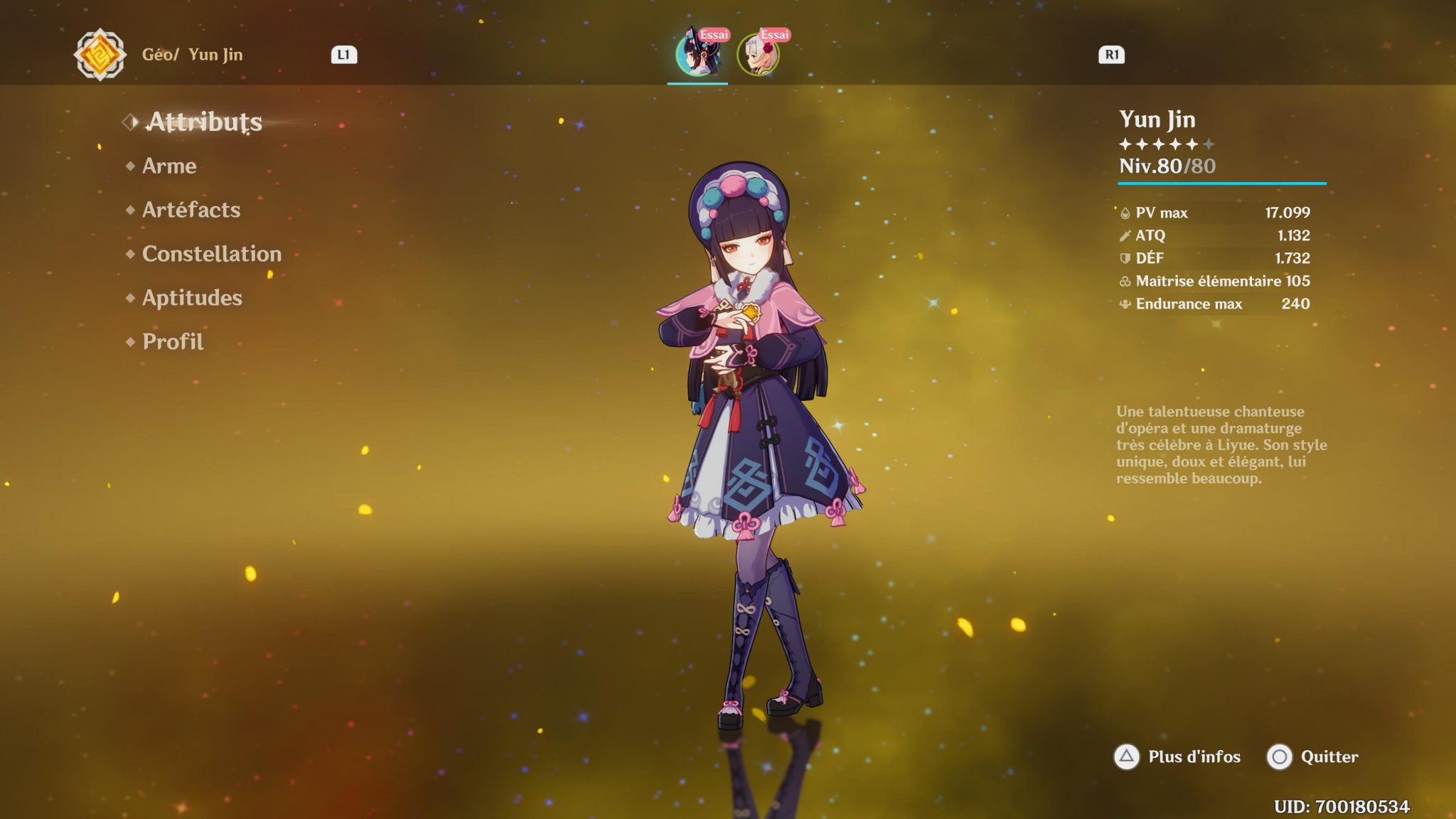 Yun Jin : Set, build, capacités, stats | Guide Genshin Impact