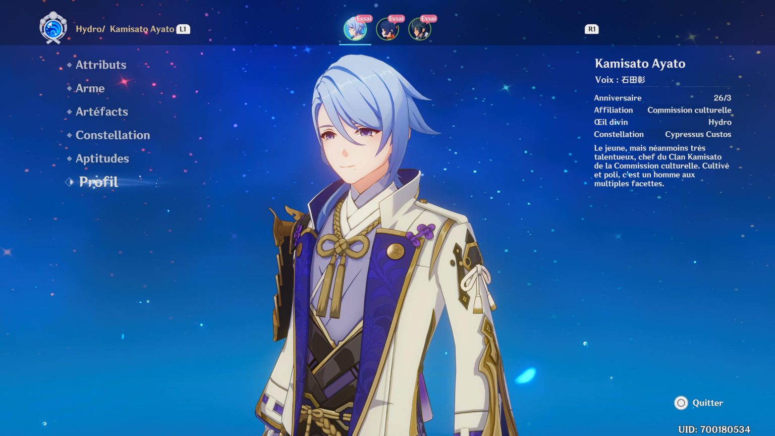 Kamisato Ayato : Set, build, capacités, stats | Guide Genshin Impact