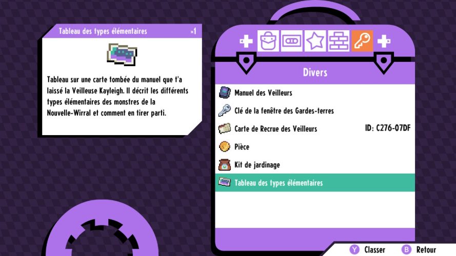 Se faire offrir la table des types in-game - Cassette Beasts