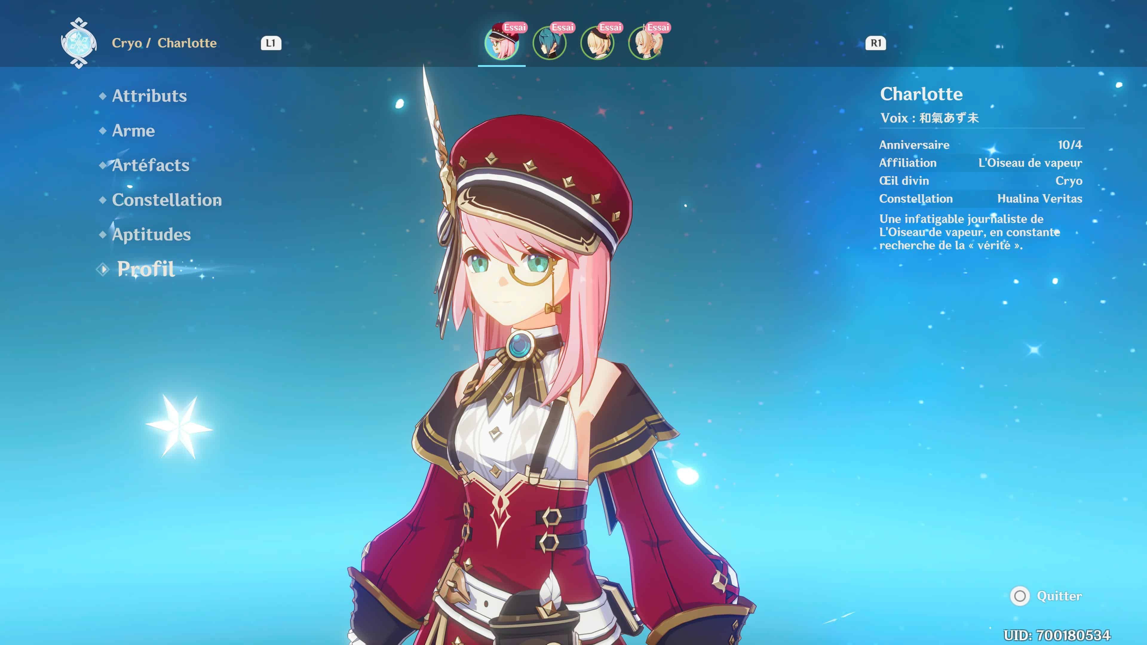 Charlotte Genshin Impact Gamerslive FR