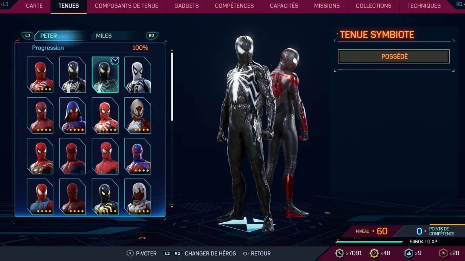Tous les costumes de Peter, liste complète | Guide Marvel's Spider-Man 2
