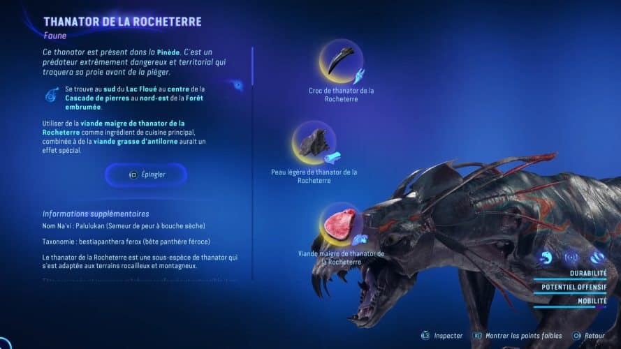 Trouver un Thanator (non enragé) | Avatar Frontiers of Pandora