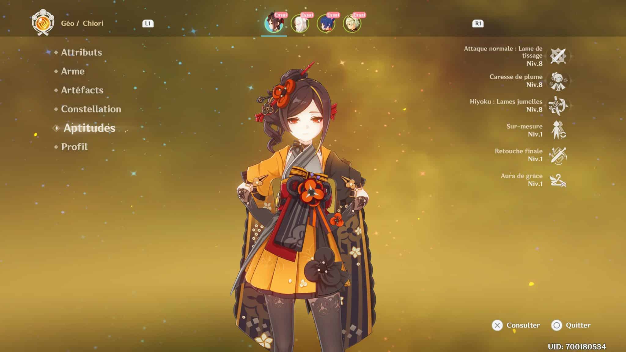 Chiori : Set, build, capacités, stats | Guide Genshin Impact