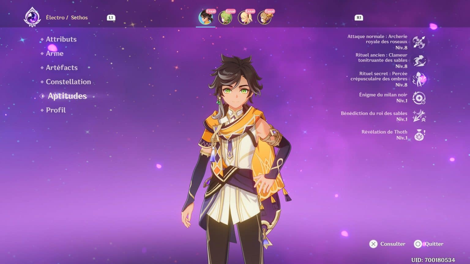 Sethos : Set, build, capacités, stats | Guide Genshin Impact