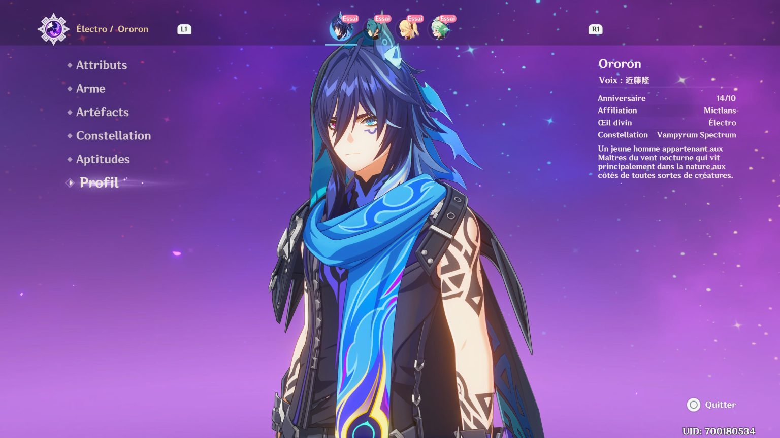 Ororon : Set, build, capacités, stats | Guide Genshin Impact