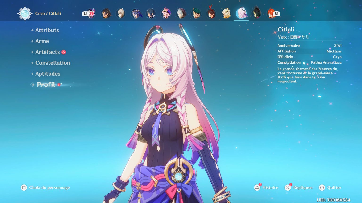 Citlali : Set, build, capacités, stats | Guide Genshin Impact