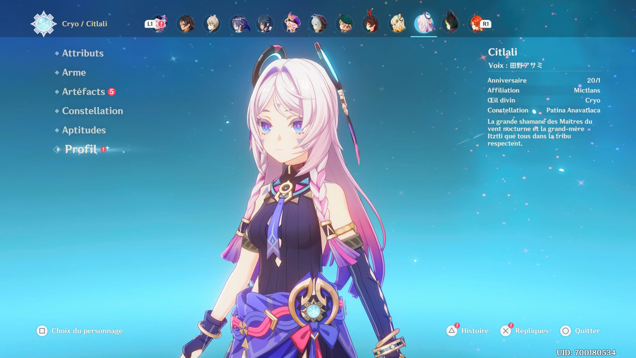 Citlali : Set, build, capacités, stats | Guide Genshin Impact