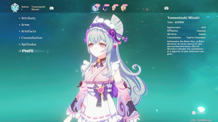 Yumemizuki Mizuki : Set, build, capacités, stats | Guide Genshin Impact