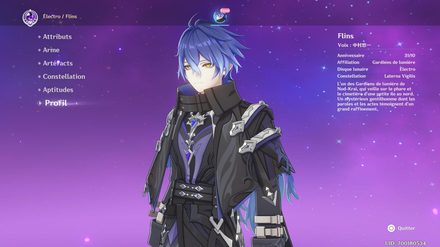 Flins : Set, build, capacités, stats | Guide Genshin Impact