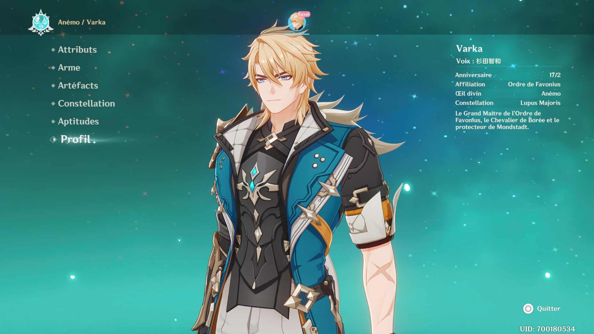 Varka : Set, build, capacités, stats | Guide Genshin Impact